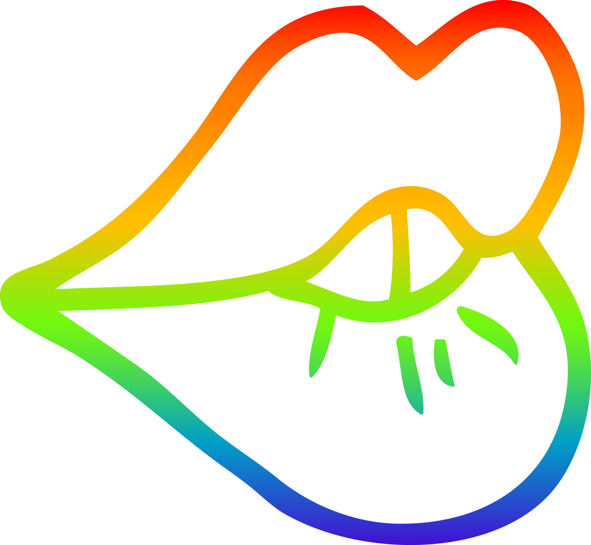 Desenho De Linha De Gradiente De Arco íris Desenho De Lábios Fazendo Beicinho 44968176 Png