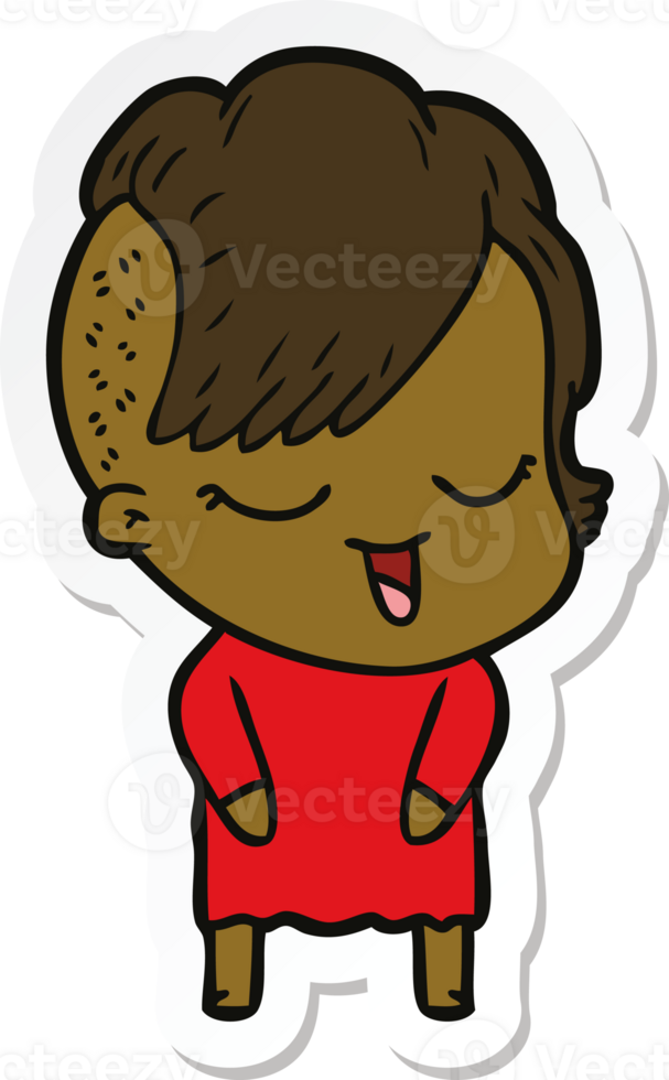 Sticker Of A Happy Cartoon Girl 44969132 Png