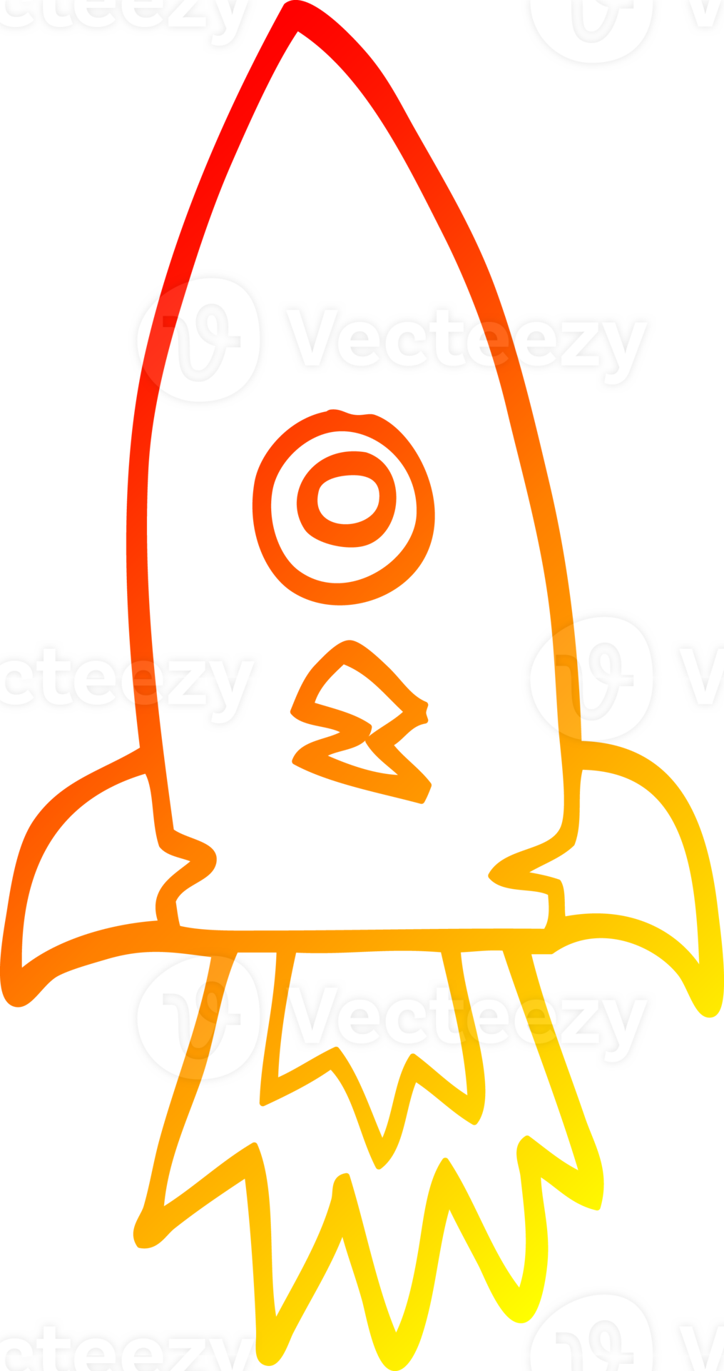 Warm Gradient Line Drawing Cartoon Space Rocket 44973413 Png