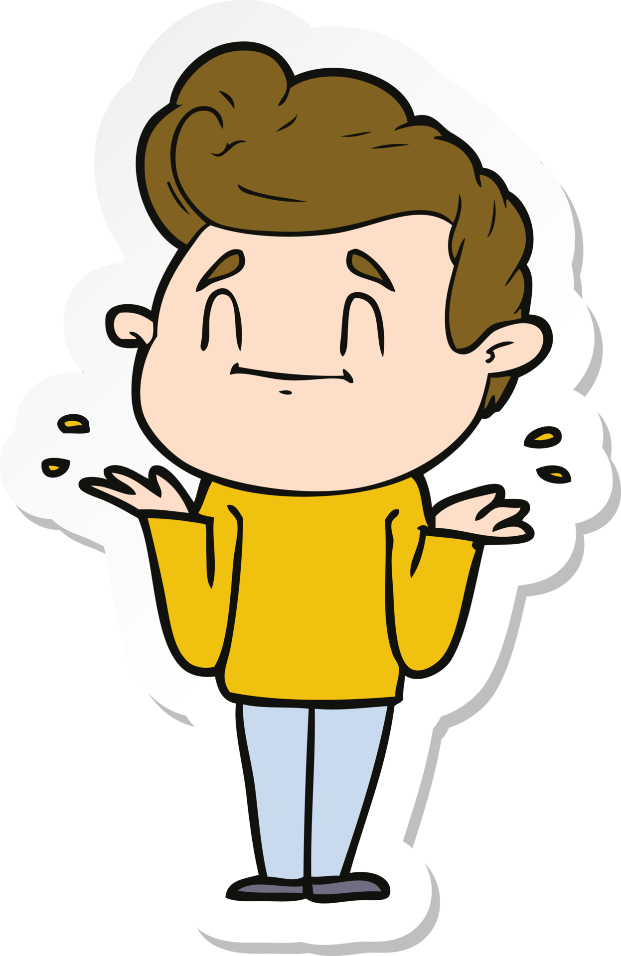 Sticker Of A Happy Cartoon Man Shrugging 44974047 Png