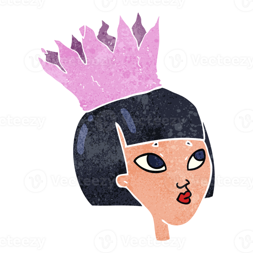 Retro Cartoon Woman Wearing Paper Crown 44974896 Png