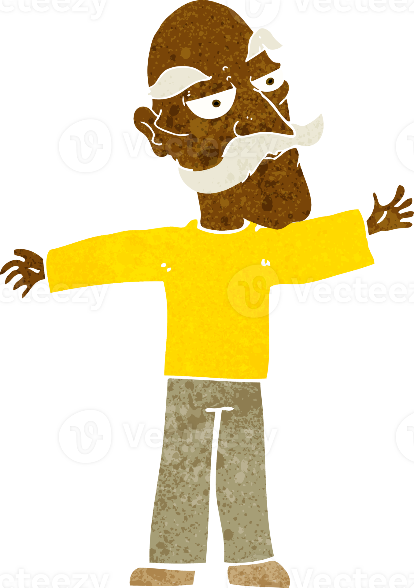 cartoon old man spreading arms wide 44975295 PNG