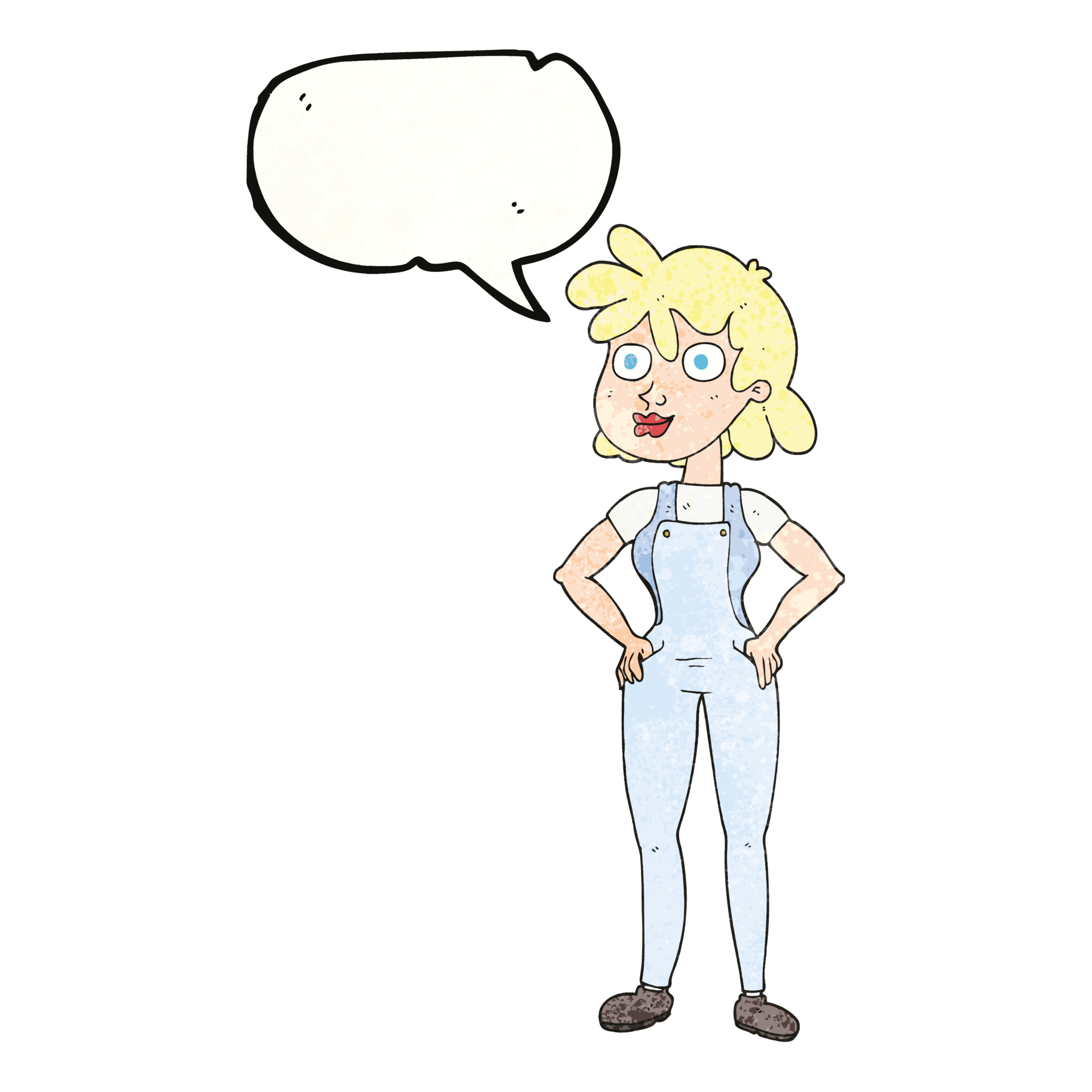 hand speech bubble textured cartoon farmer girl 44977648 PNG