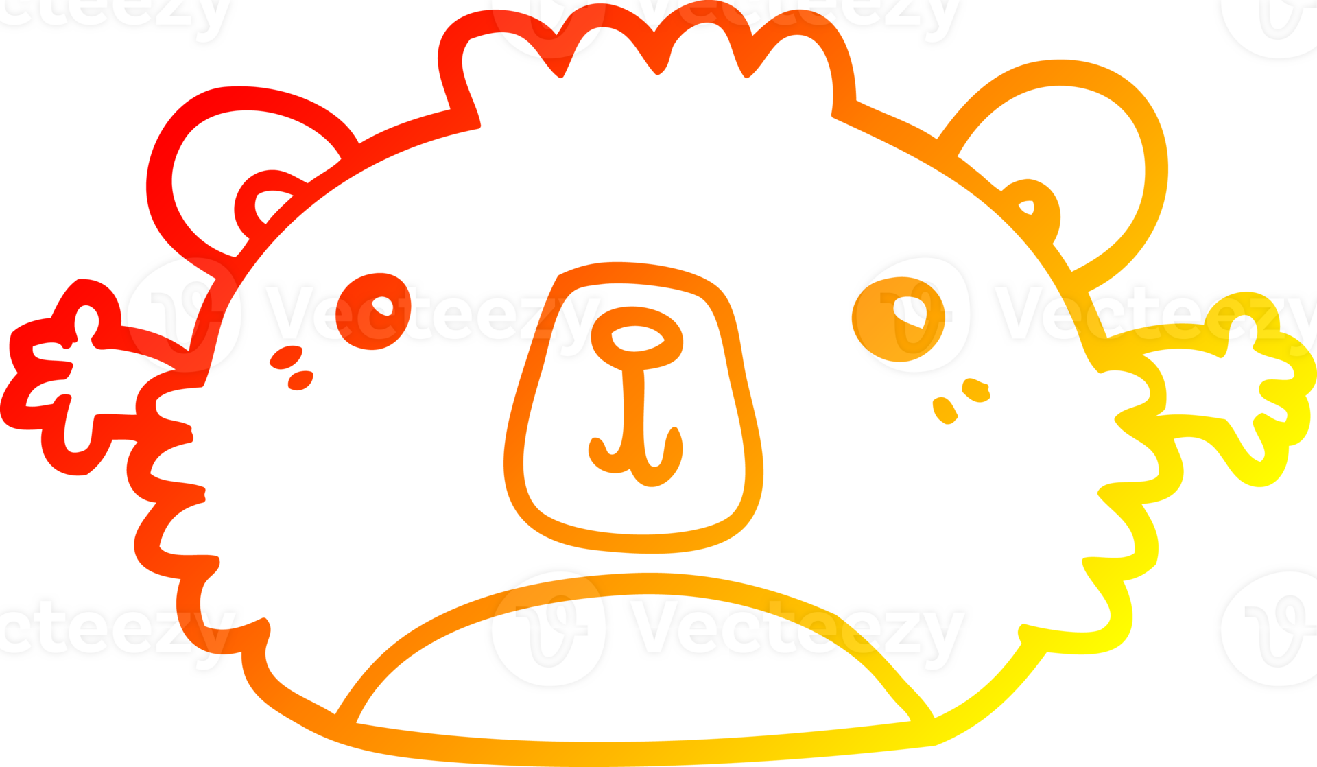 Warm Gradient Line Drawing Of A Funny Cartoon Bear 44982177 Png