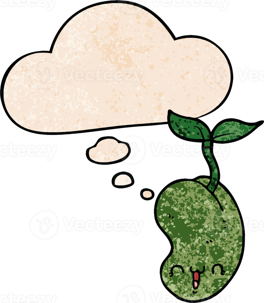 cute cartoon seed sprouting with thought bubble in grunge texture style 44990755 PNG