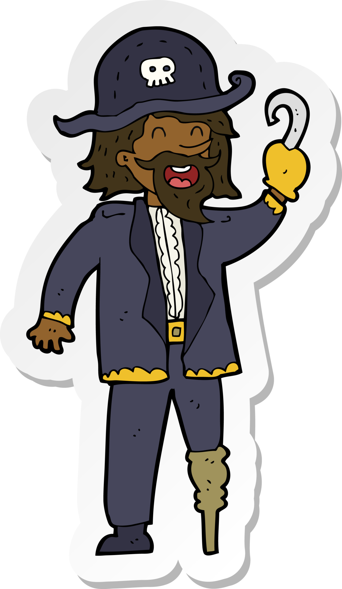 Sticker Of A Cartoon Pirate Captain 44990790 Png