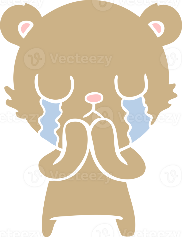 Crying Flat Color Style Cartoon Bear 44991181 Png