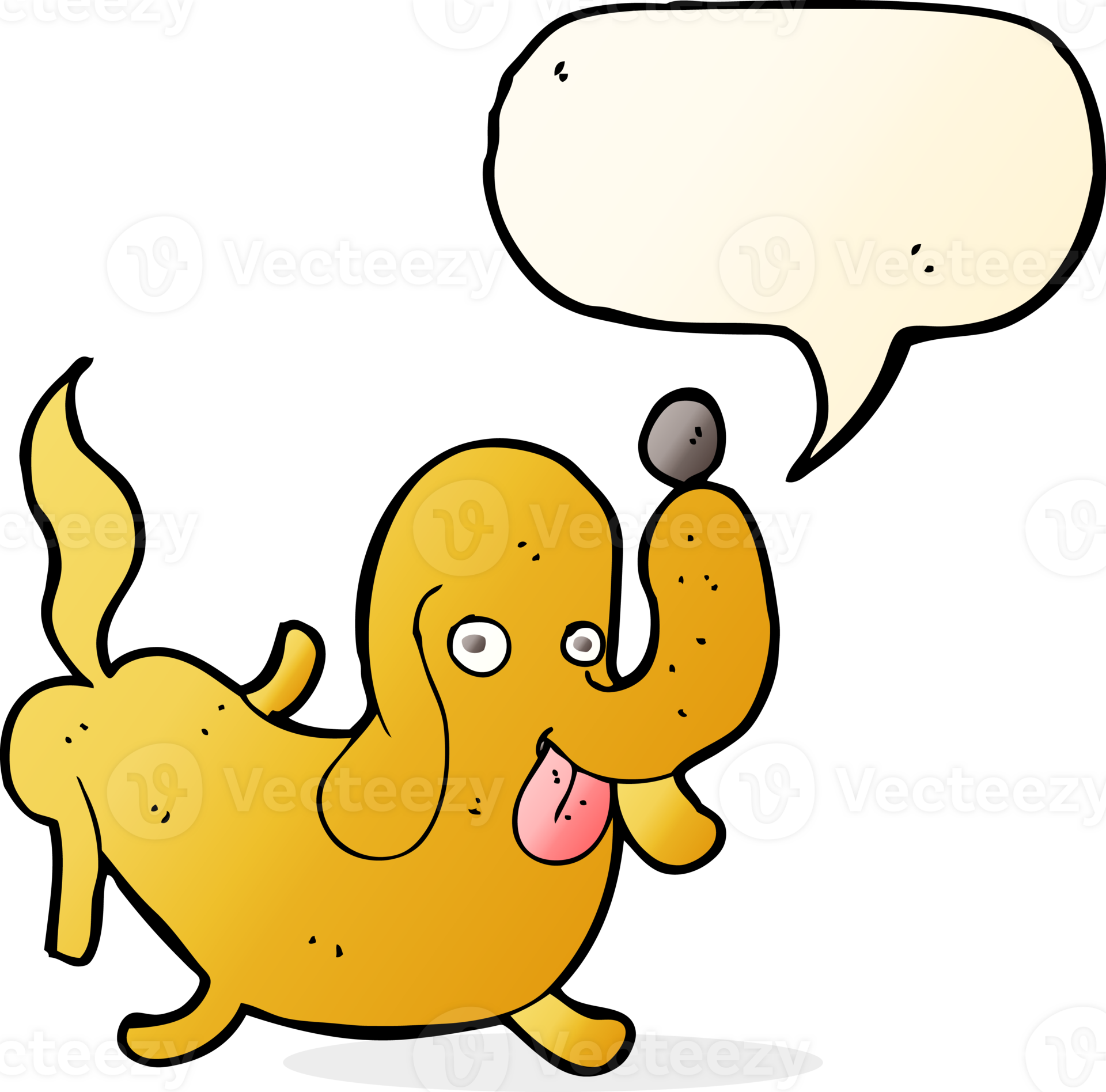 cartoon dog sticking out tongue with speech bubble 44991671 PNG