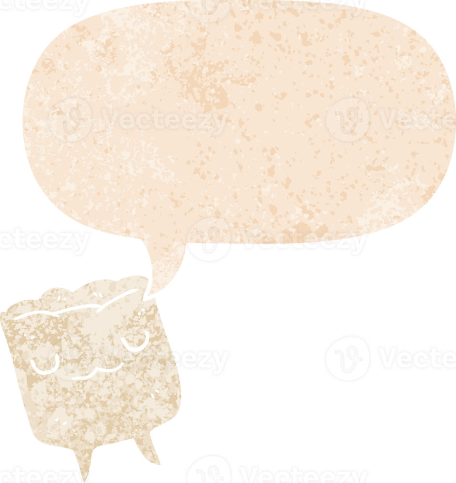 cartoon tooth with speech bubble in grunge distressed retro textured style 44991761 PNG