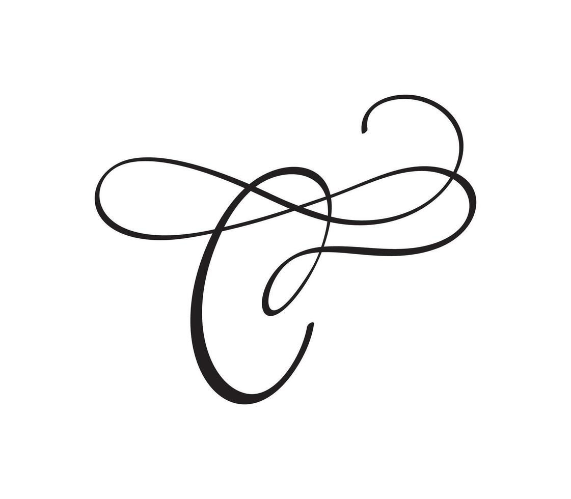 calligraphy hand drawn letter C. Script font logo icon. Handwritten brush style 44997355 Vector ...