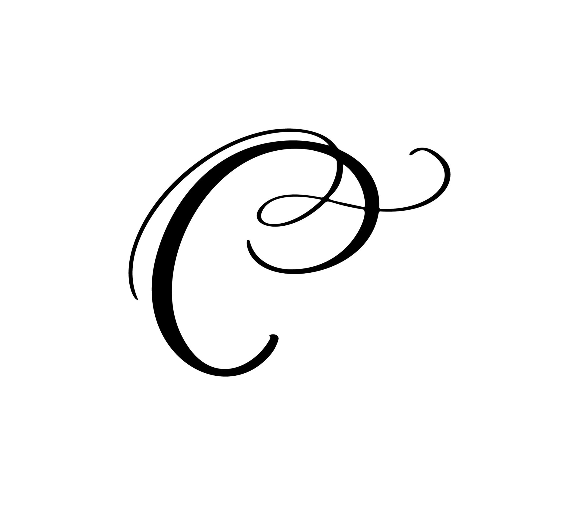 calligraphy hand drawn letter C. Script font logo icon. Handwritten brush style 44997367 Vector ...