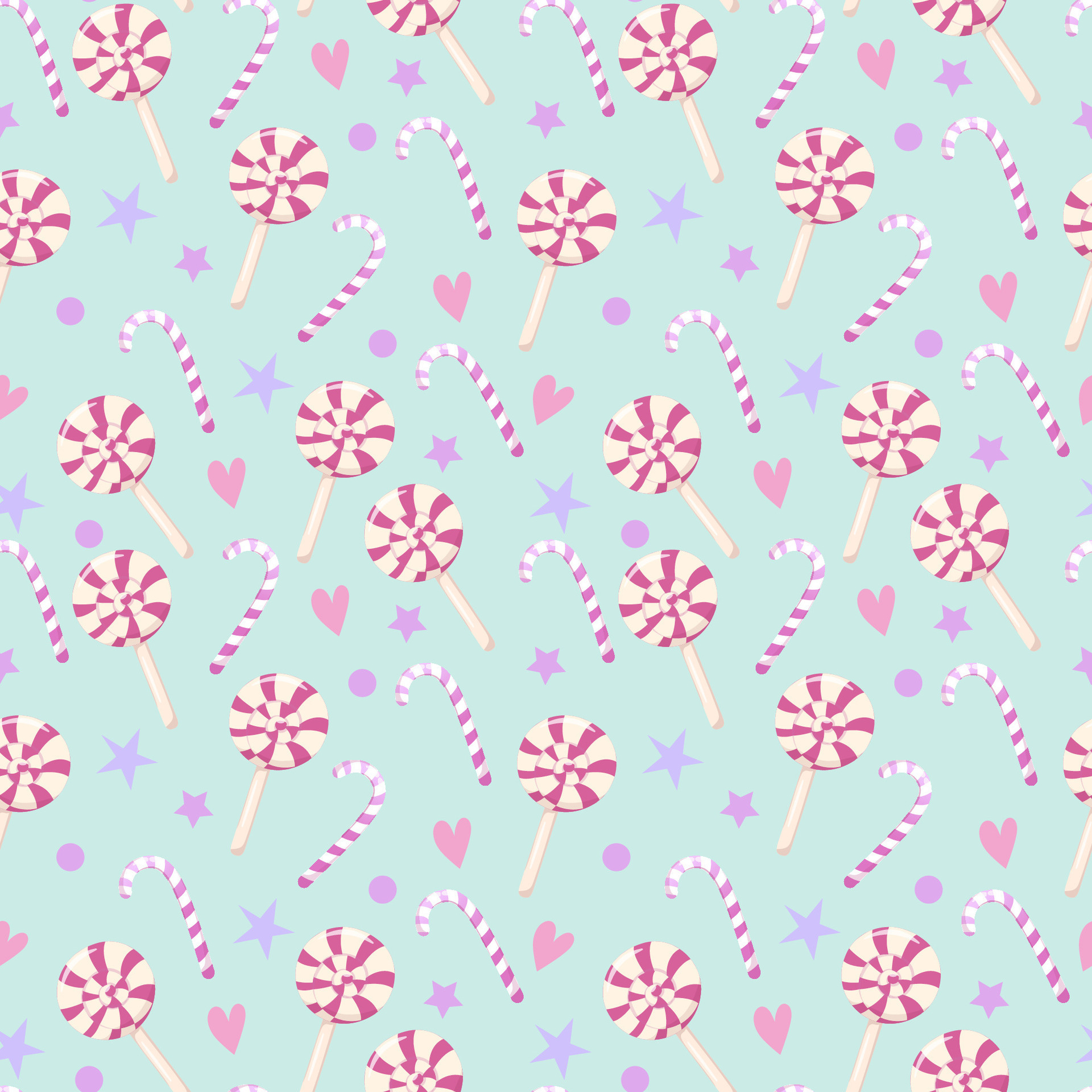 Seamless repeating pattern of lollipops and candy canes. Pattern for ...