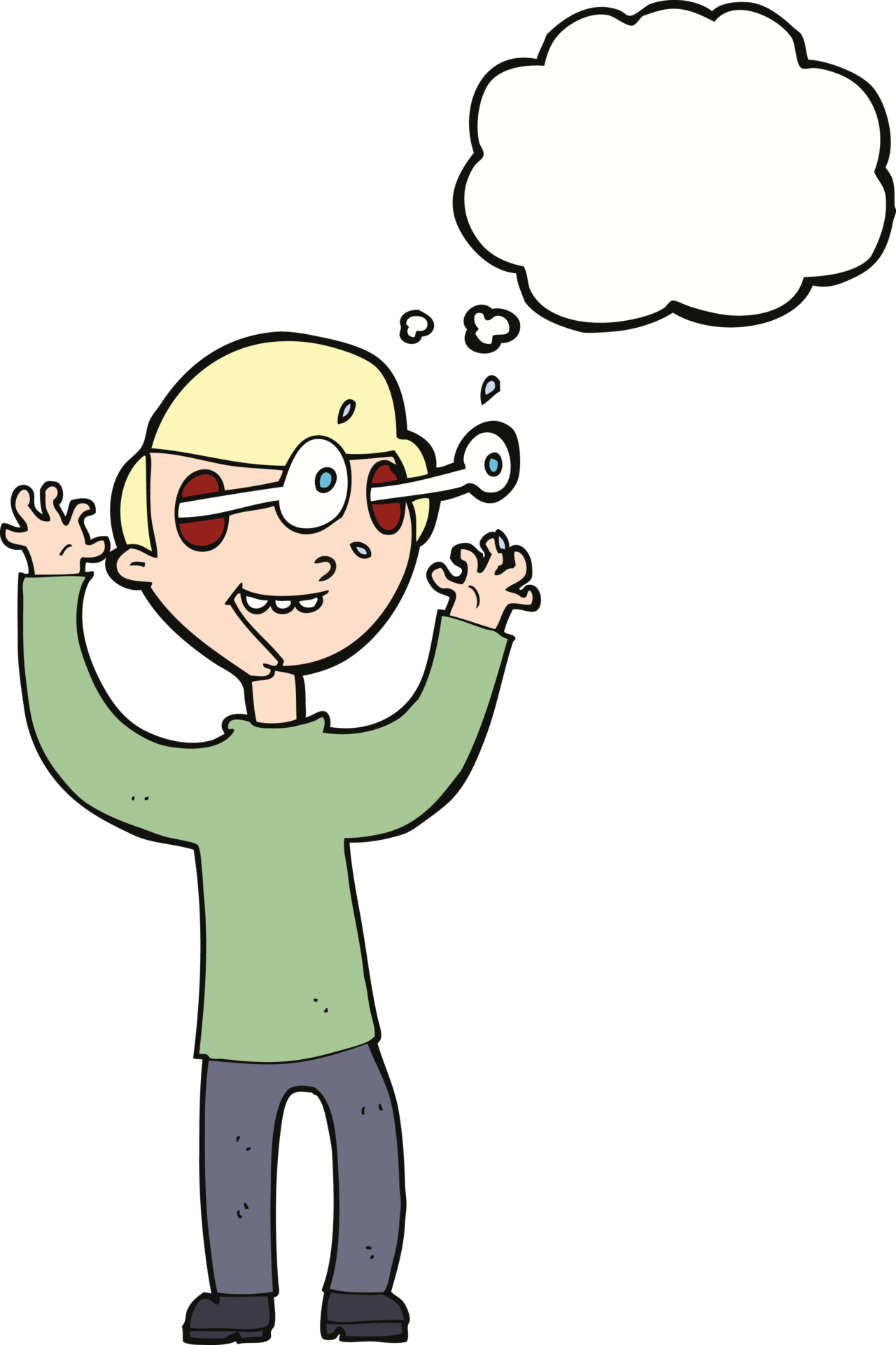 Cartoon Man With Popping Out Eyes With Thought Bubble 45001495 Png
