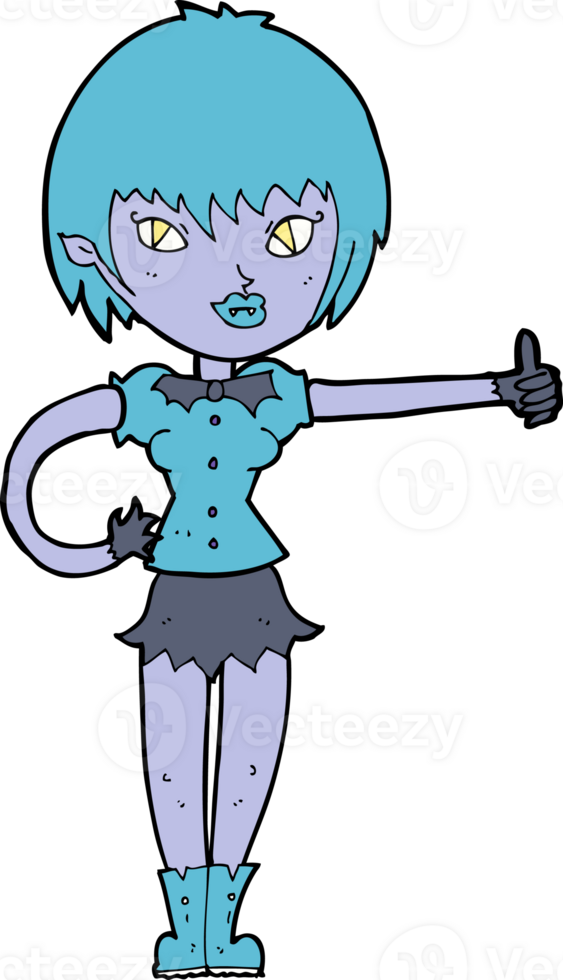 Cartoon Vampire Girl Giving Thumbs Up Sign 45013144 Png