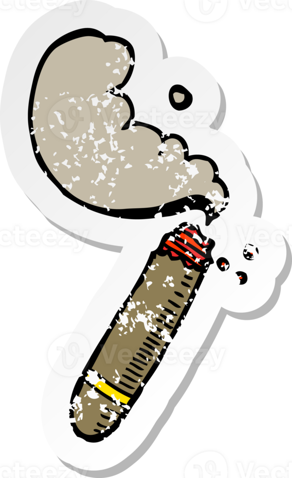 pegatina retro angustiada de un cigarro de dibujos animados 45030272 PNG