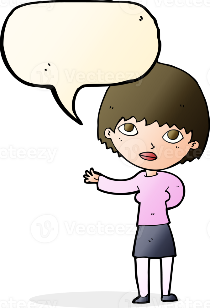 Cartoon Woman Explaining With Speech Bubble 45030966 Png