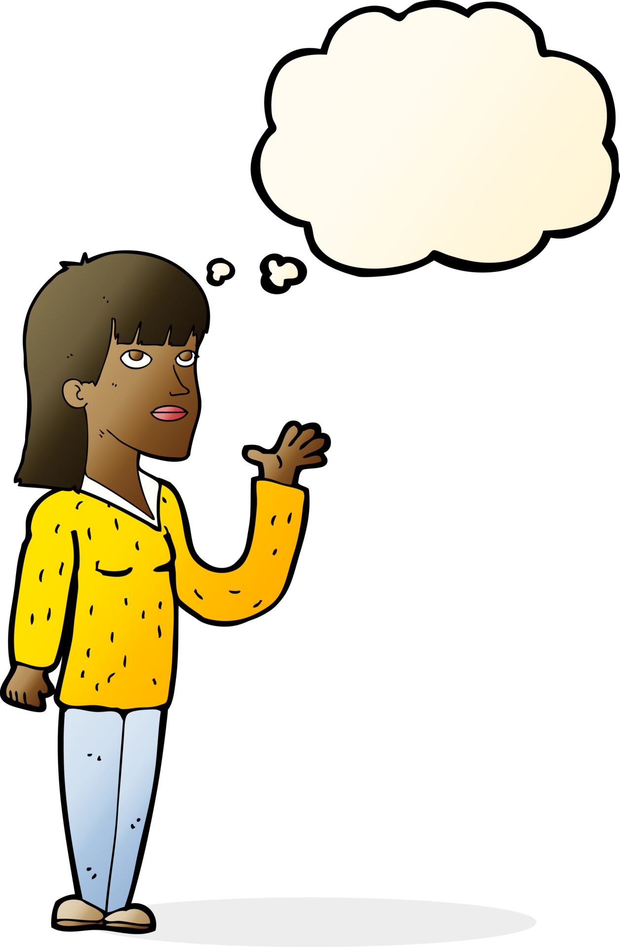 Cartoon Woman Explaining With Thought Bubble 45036338 Png