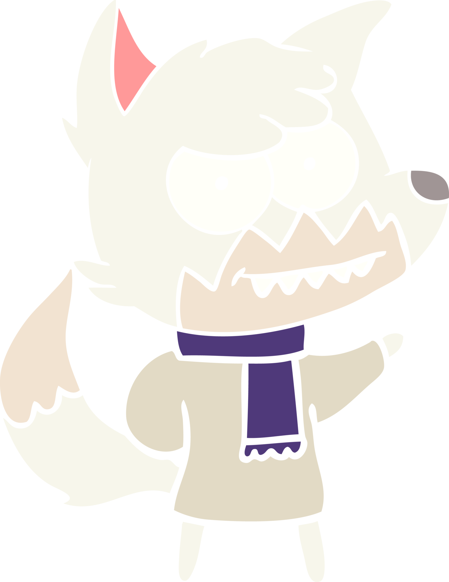Raposa Sorridente Dos Desenhos Animados De Estilo De Cor Plana Em Roupas De Inverno 45038417 Png
