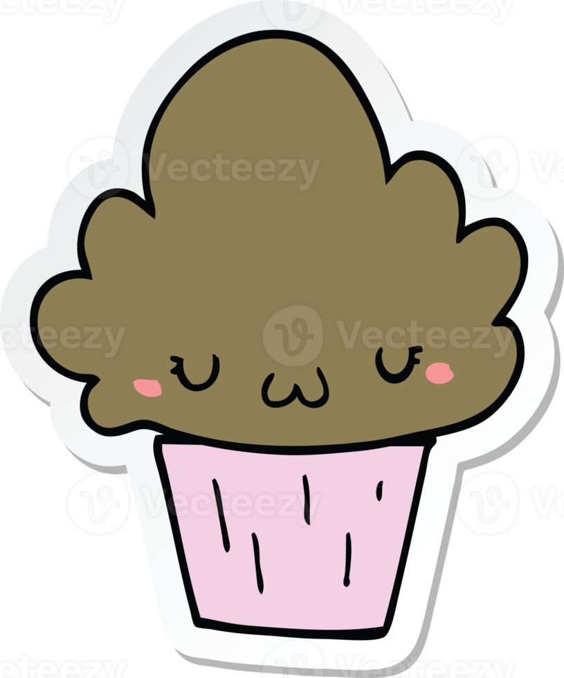 Sticker Of A Cartoon Cupcake With Face 45039871 Png