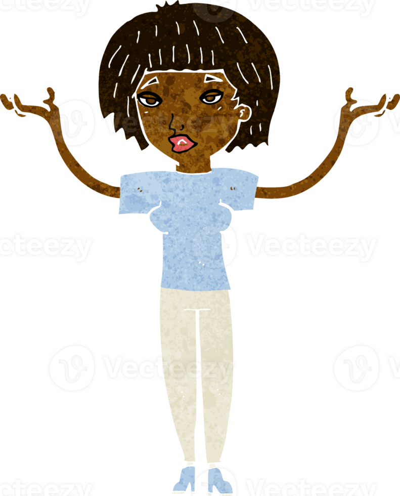 cartoon woman shrugging shoulders 45042218 PNG