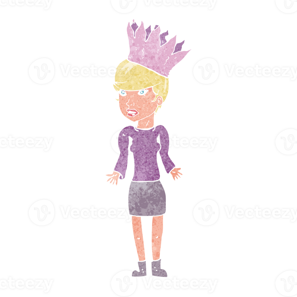 Cartoon Woman Wearing Paper Crown 45042300 Png