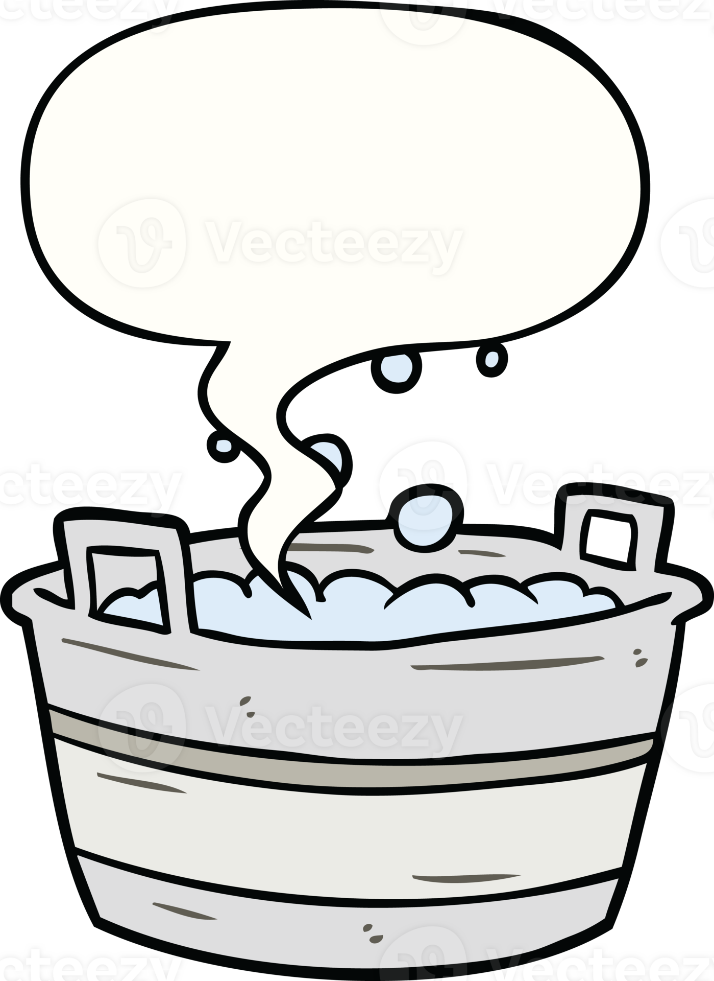 cartoon old tin bath full of water with speech bubble 45046610 PNG