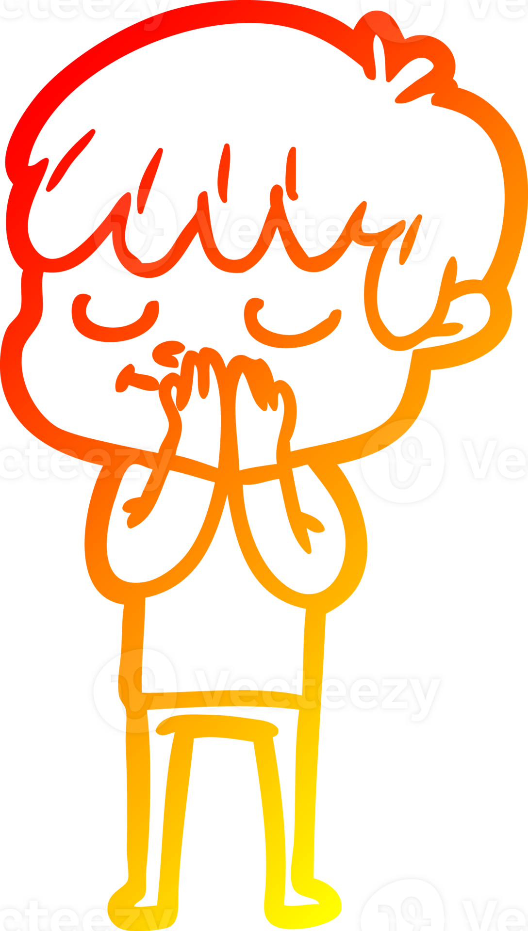 warm gradient line drawing of a cartoon happy boy 45053009 PNG