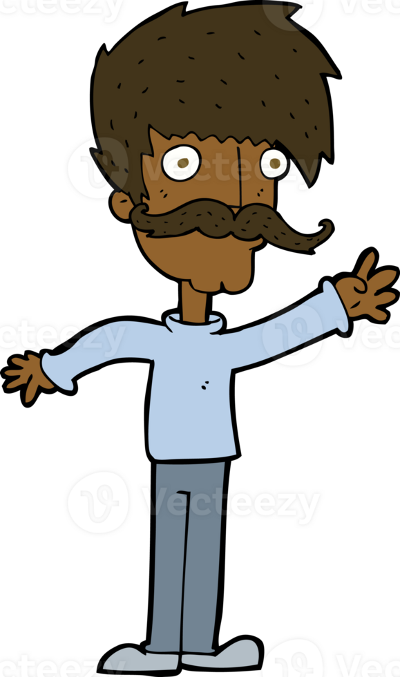Cartoon Waving Mustache Man 45053433 Png