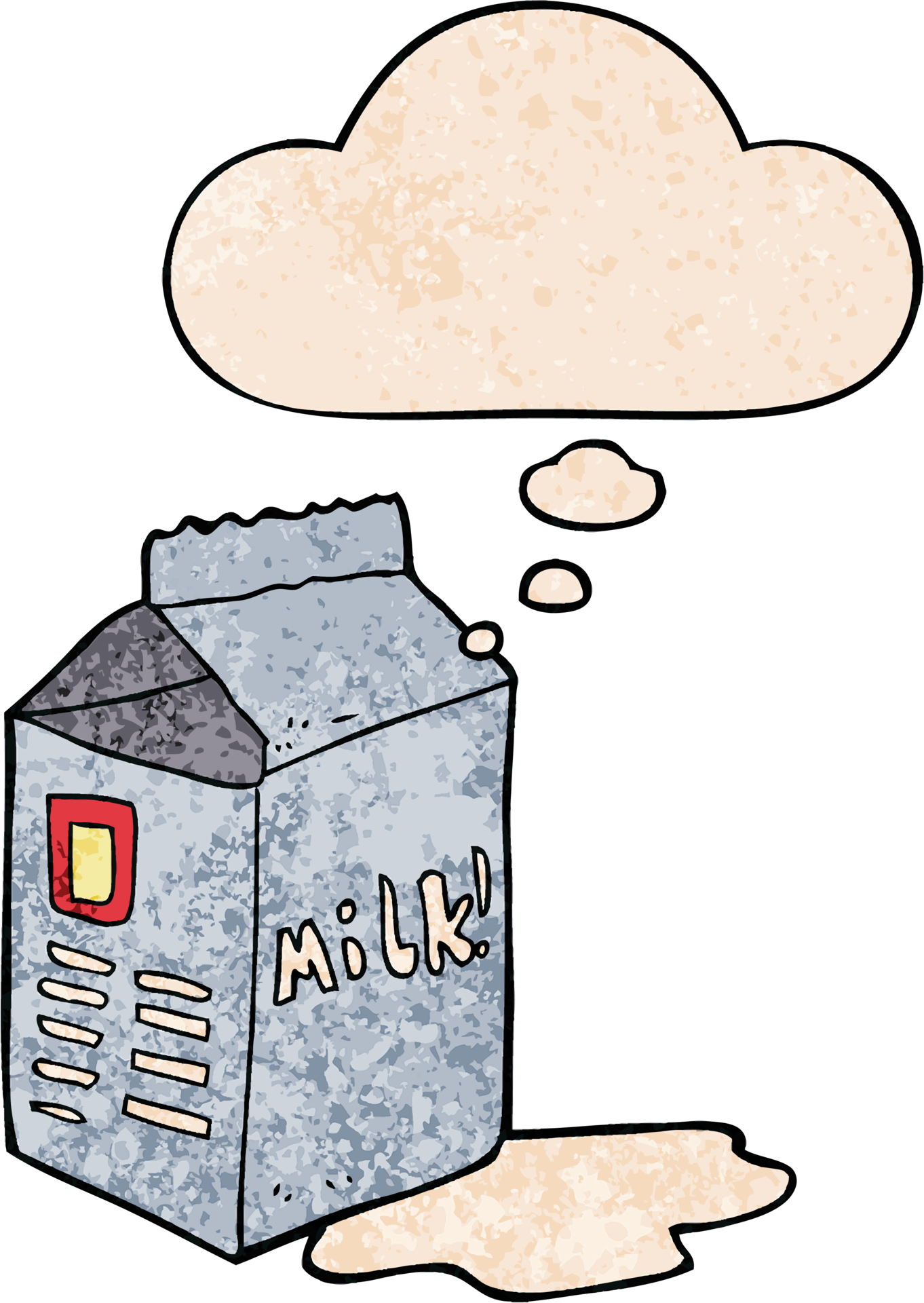 Cartoon Milk Carton With Thought Bubble In Grunge Texture Style 45053605 Png