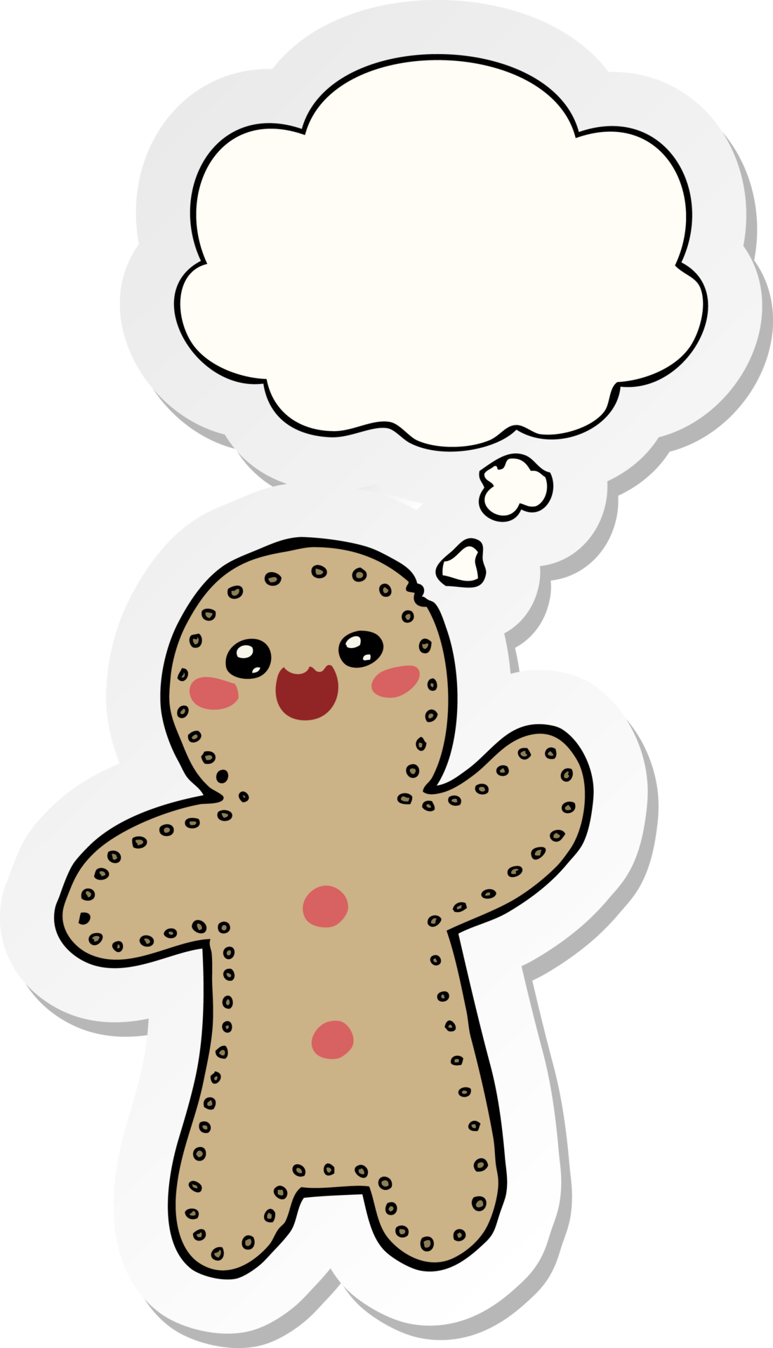 desenho animado Pão de gengibre homem com pensamento bolha Como uma impresso adesivo 45057619 PNG
