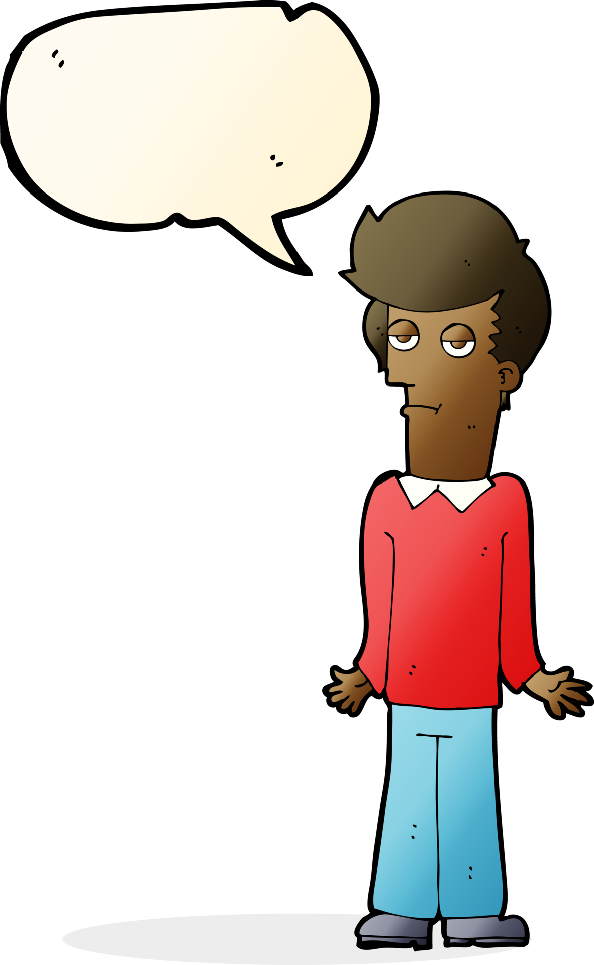 Cartoon Bored Man Shrugging Shoulders With Speech Bubble 45064962 Png