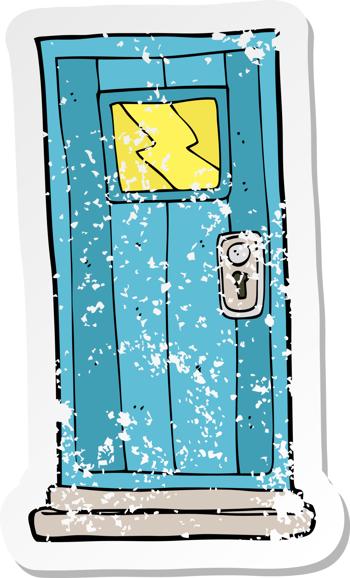 autocollant rétro en détresse d'une porte de dessin animé 45070378 PNG