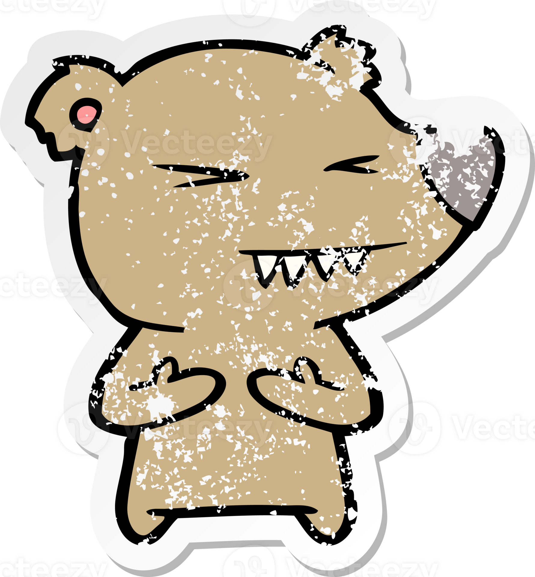 distressed sticker of a angry bear cartoon 45071988 PNG