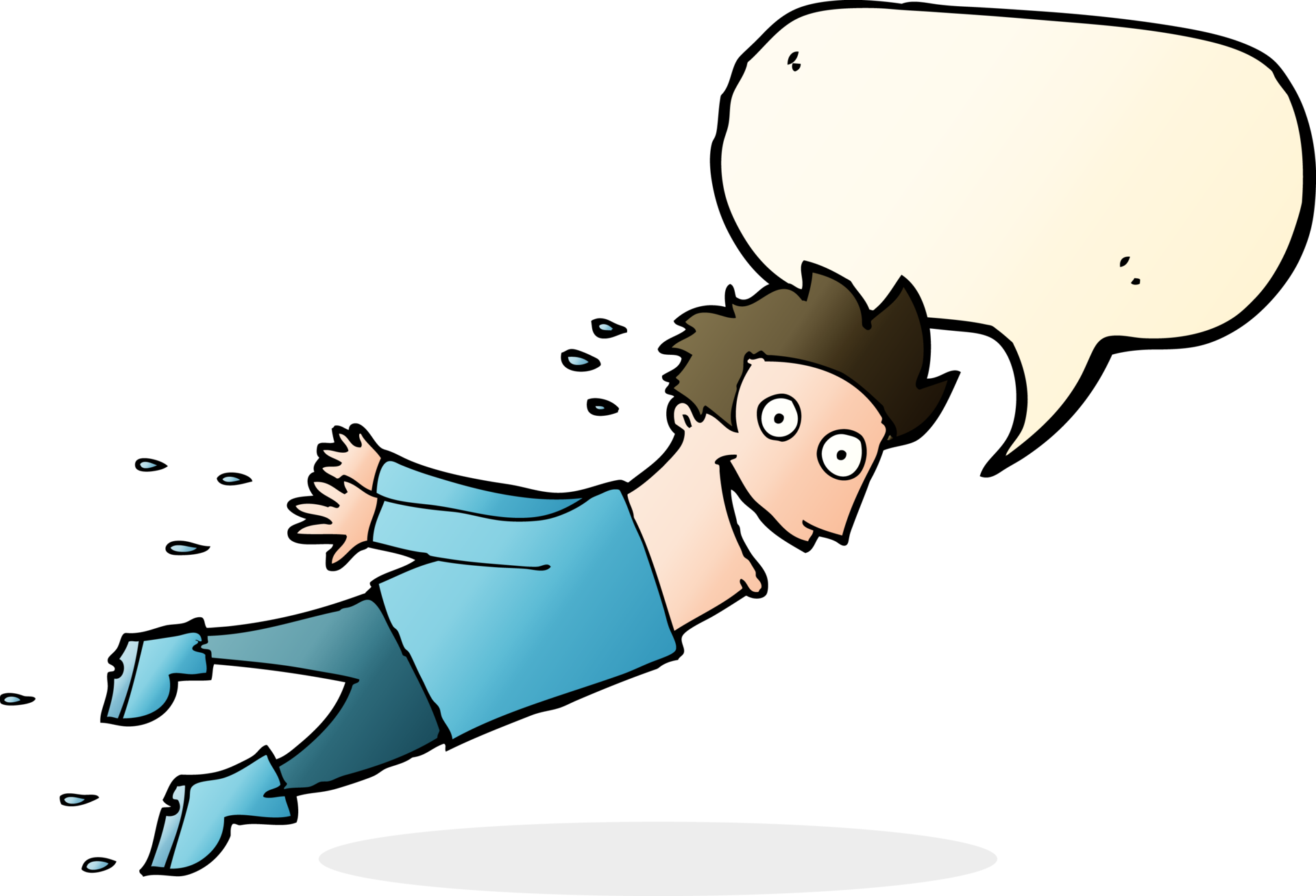 Cartoon Drenched Man Flying With Speech Bubble 45079744 Png