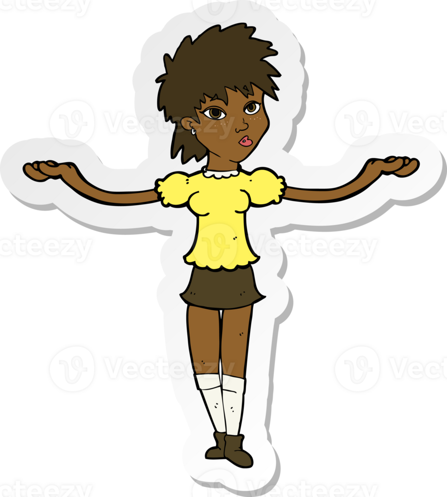 sticker of a cartoon woman shrugging shoulders 45080109 PNG