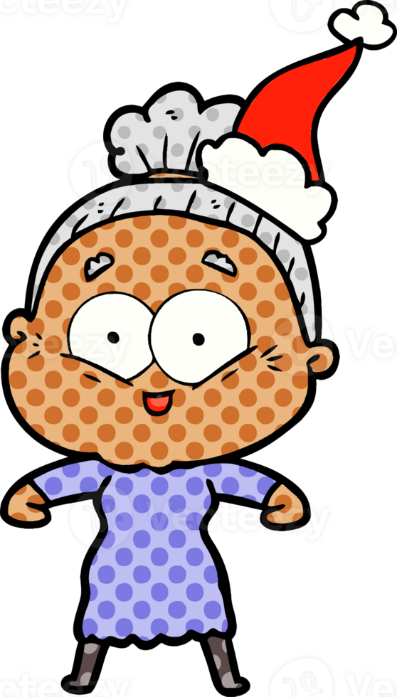 hand drawn comic book style illustration of a happy old woman wearing ...