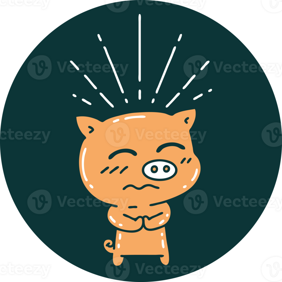 ícono De Un Personaje De Cerdo Nervioso Estilo Tatuaje 45083067 Png