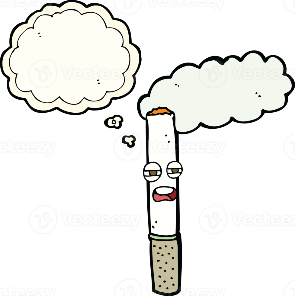 cigarrillo feliz de dibujos animados con burbujas de pensamiento 45083464 PNG