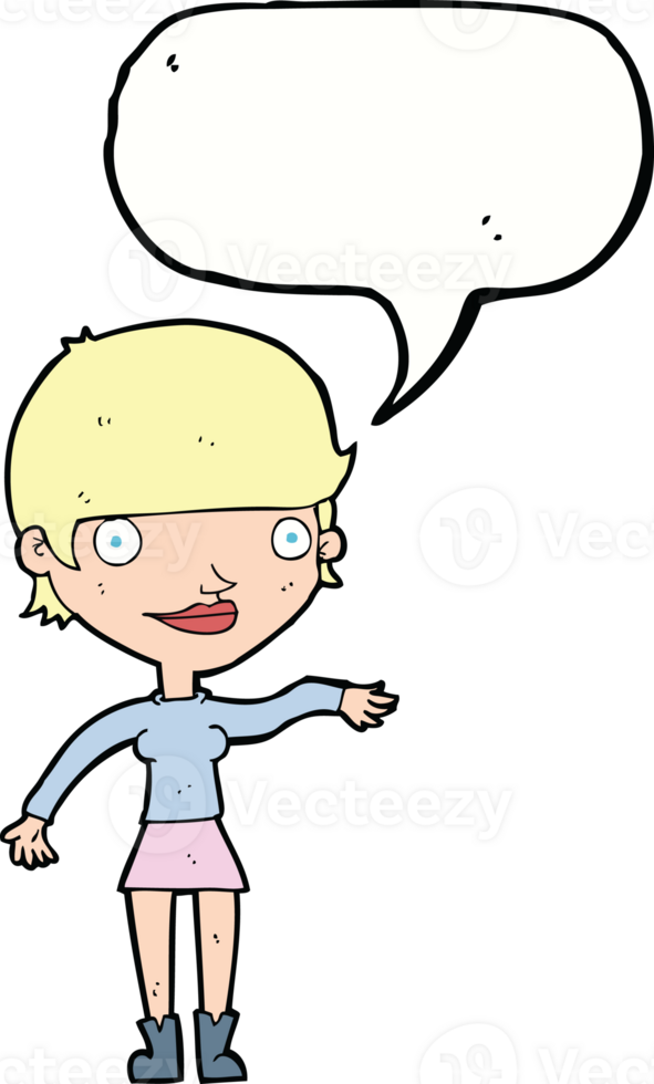 Cartoon Happy Woman With Speech Bubble 45091388 Png
