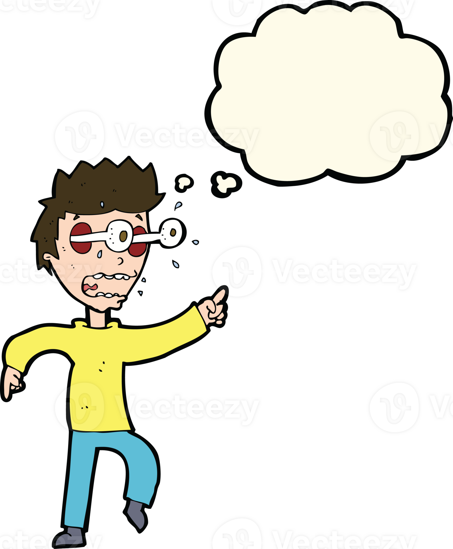 Cartoon Man With Popping Out Eyes With Thought Bubble 45091642 Png