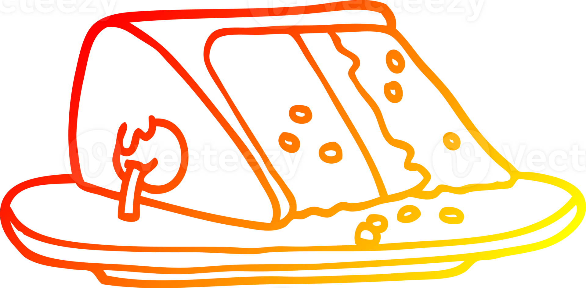 warm gradient line drawing of a cartoon slice of cake 45093499 PNG