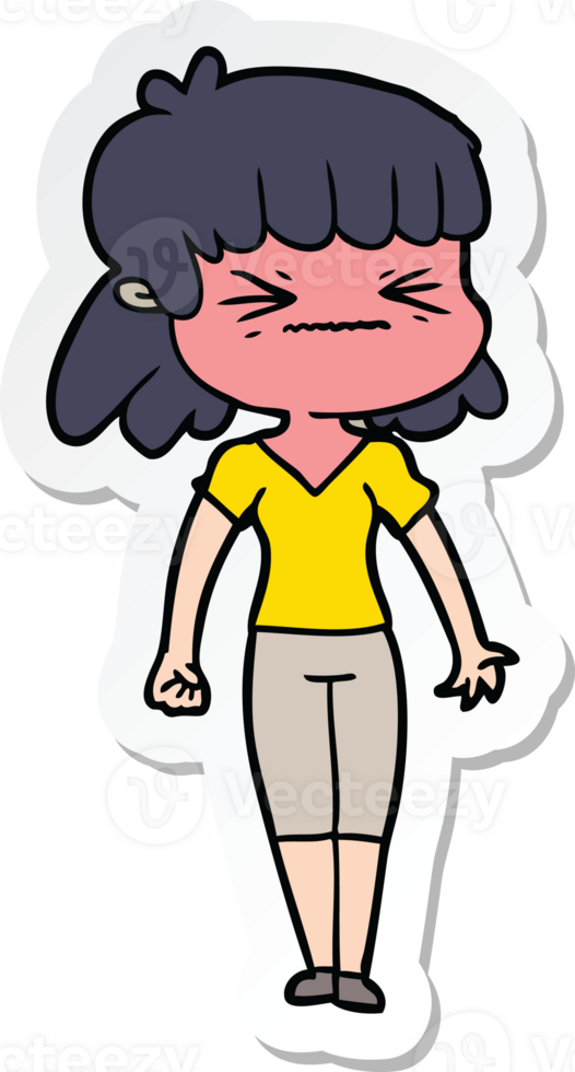 pegatina de una chica enojada de dibujos animados 45095685 PNG pegatina de una chica enojada de dibujos animados 45095685 PNG