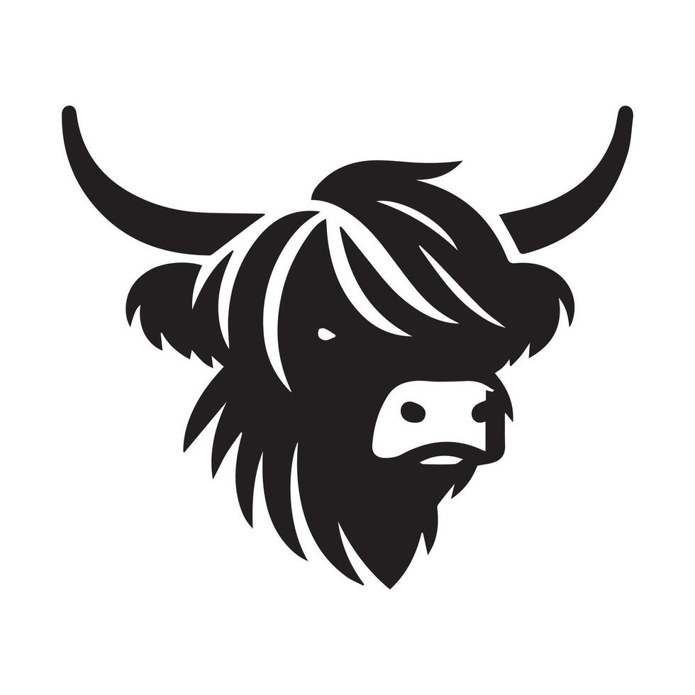 Highland Cattle A Highland Cow Face Illustration In Black And White 45096172 Vector Art At