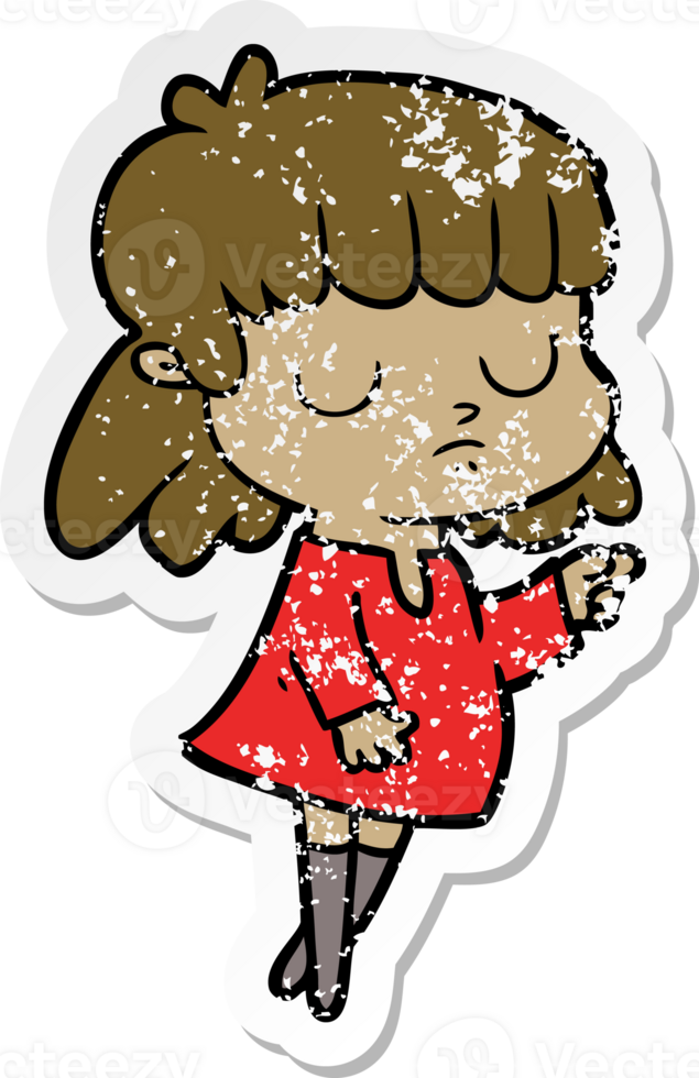 distressed sticker of a cartoon indifferent woman 45097574 PNG