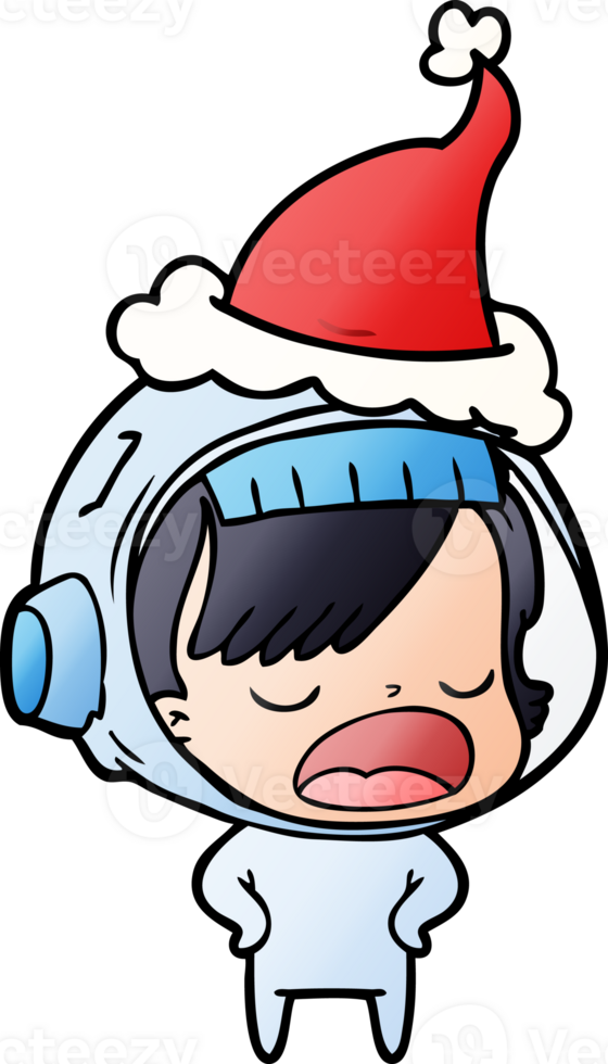 Hand Drawn Gradient Cartoon Of A Astronaut Woman Explaining Wearing