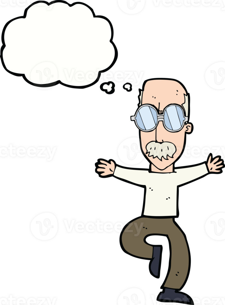 Cartoon Old Man Wearing Big Glasses With Thought Bubble 45101297 Png
