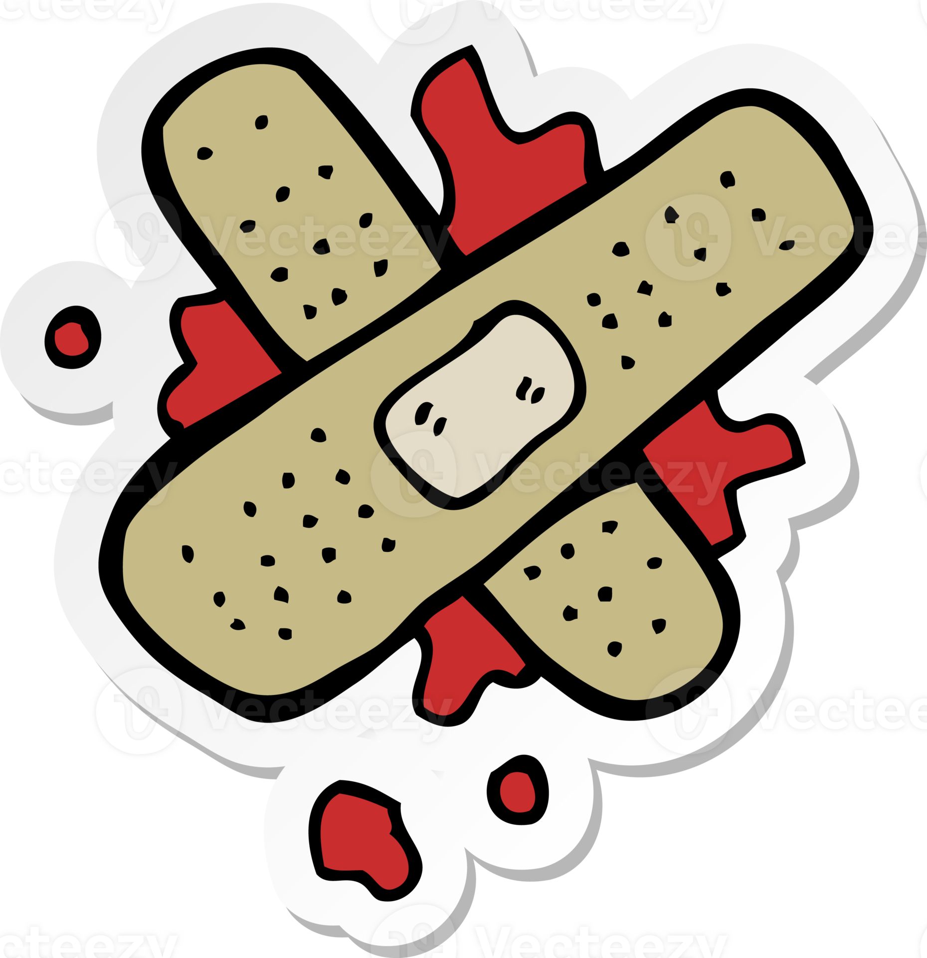 sticker of a cartoon bloody medical plaster 45107134 PNG