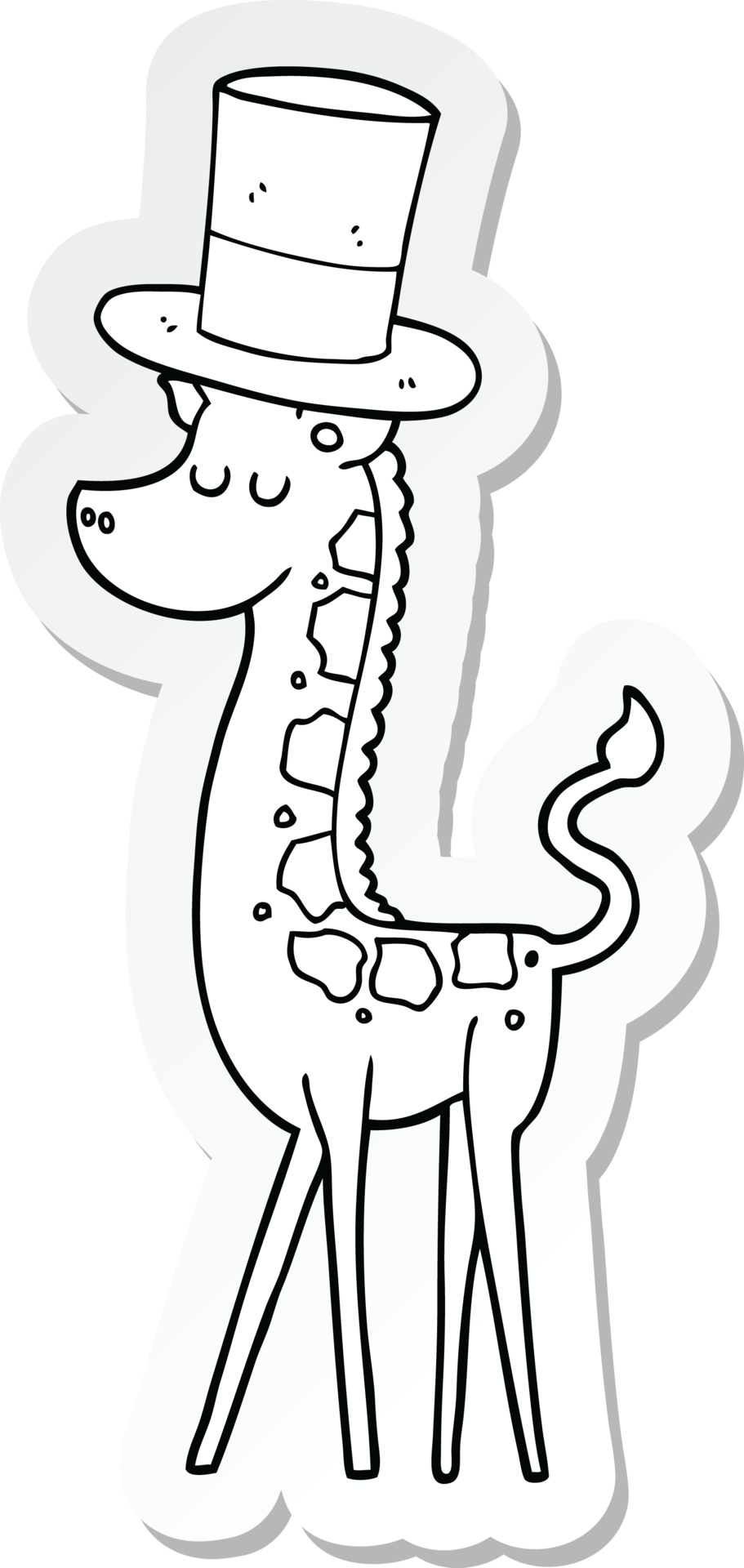 Pegatina De Una Jirafa De Dibujos Animados Con Sombrero De Copa 45107163 Png