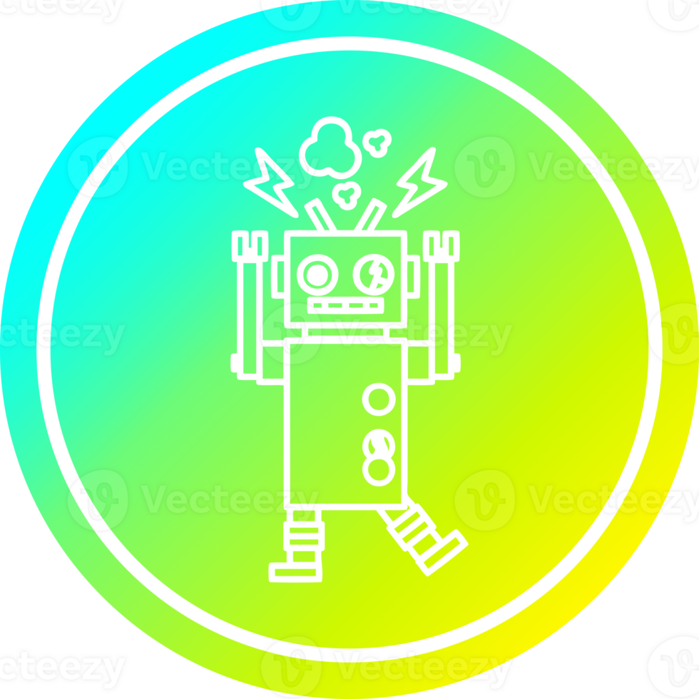 Malfunctioning Robot Circular Icon With Cool Gradient Finish 45109425 Png