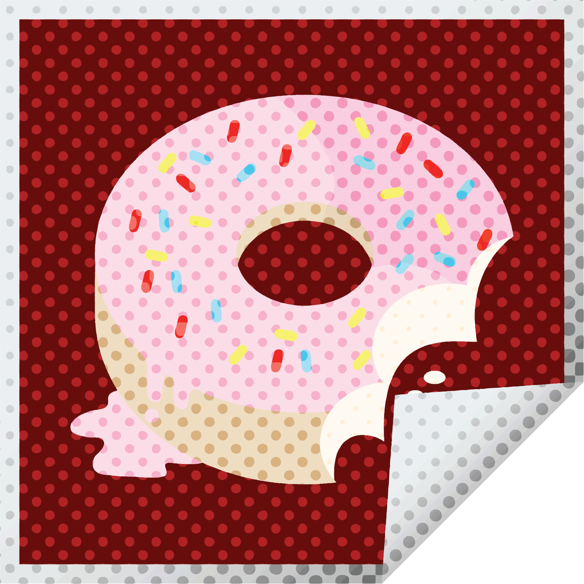 Mordido Fosco Rosquinha Gráfico Ilustração Quadrado Adesivo 45117586 Png